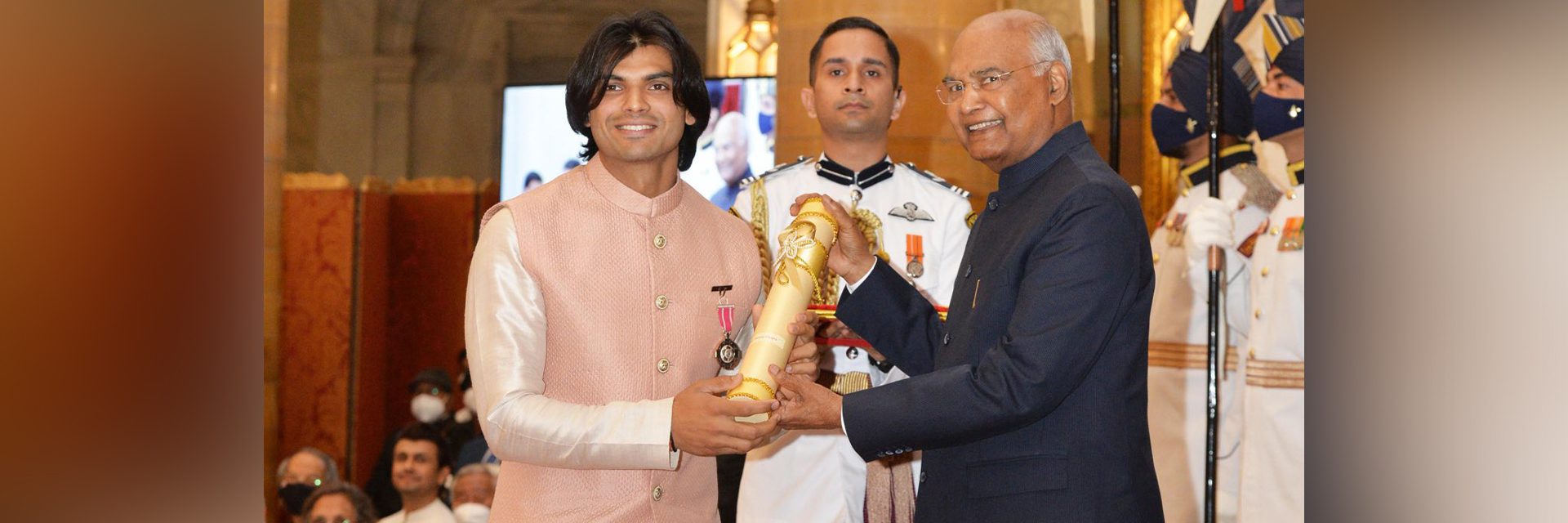 Golden boy' Neeraj Chopra receives Padma Shri, says "Aaj Rashtrapati ...